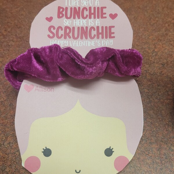 Valentine Srunchie Tag, Scrunchie Labels, Classroom Valentine Cards ...