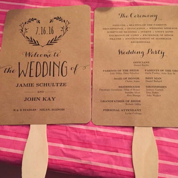 Wedding Fans, Printable Wedding Program Template, Wedding Fan Programs ...