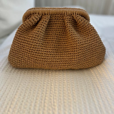 Small Raffia Beige Clutch Bag for Women Straw Knitted Raffia Bag Pouch ...
