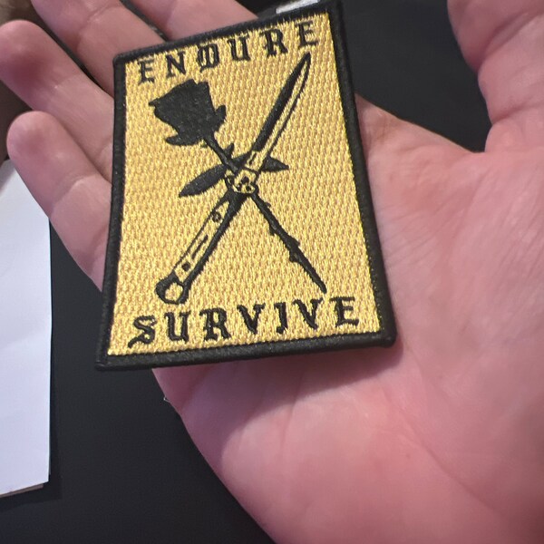 Rose and Switchblade Patch. Endure Survive Iron on Embroidered Patch - Etsy