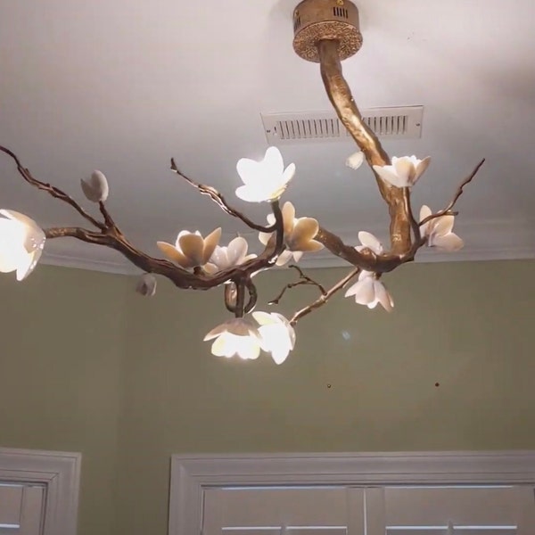 Glass Branch Chandelier: Brass Pendant Tree Ceiling Light - Etsy