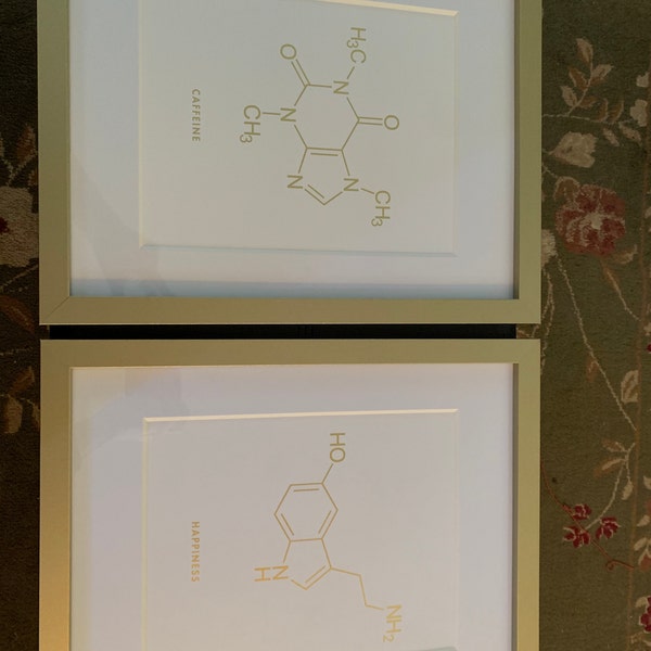 Caffeine Molecule Art Foil Print - Coffee Molecule - Chemistry Art ...