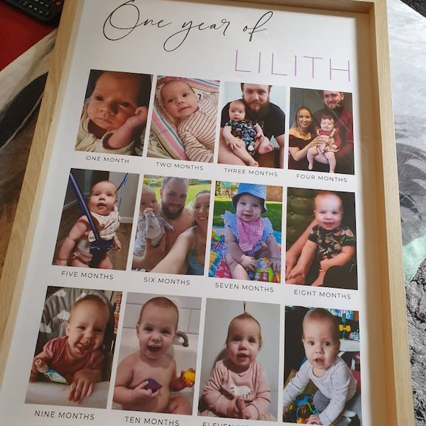 Printable Baby's First Year Poster Template, Modern 1st Birthday Photo ...