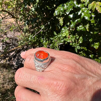 Unique Fire Agate Silver Ring for Women Genuine Mexican Fire Agate ...