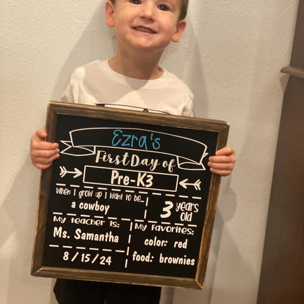 First Day of School Whiteboard Personalized Framed Double Sided First ...