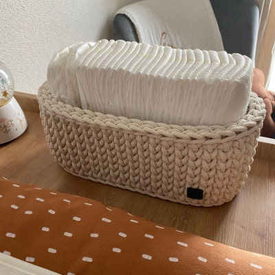 Rectangle Rope Basket Diaper Basket Crochet Storage Basket - Etsy