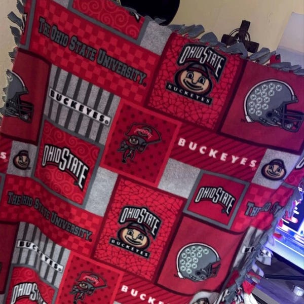 Ohio State Football Print Handmade Fleece Tie Blanket - Etsy
