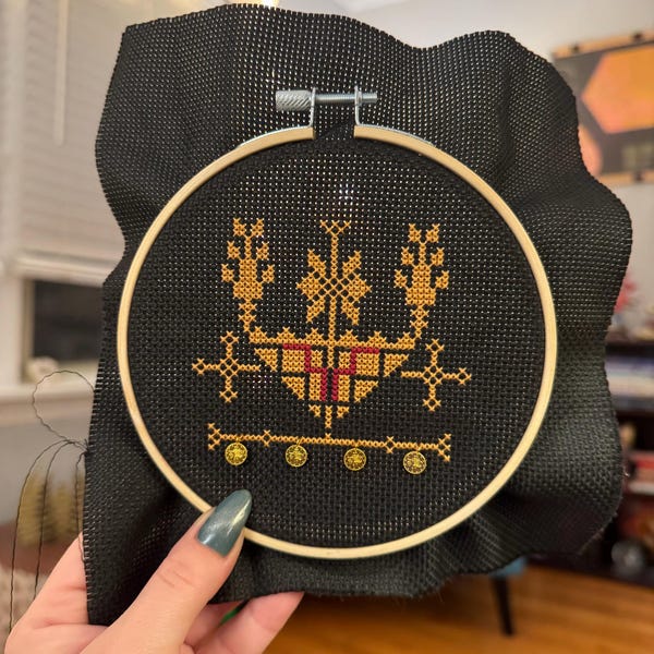 Traditional Palestinian Gaza Thobe Chest Panel Tatreez Embroidery Cross ...