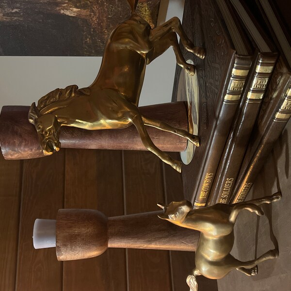 Brass Vintage Candlesticks Extra Tall at 18'' and 18 1/4" With Pedestal ...