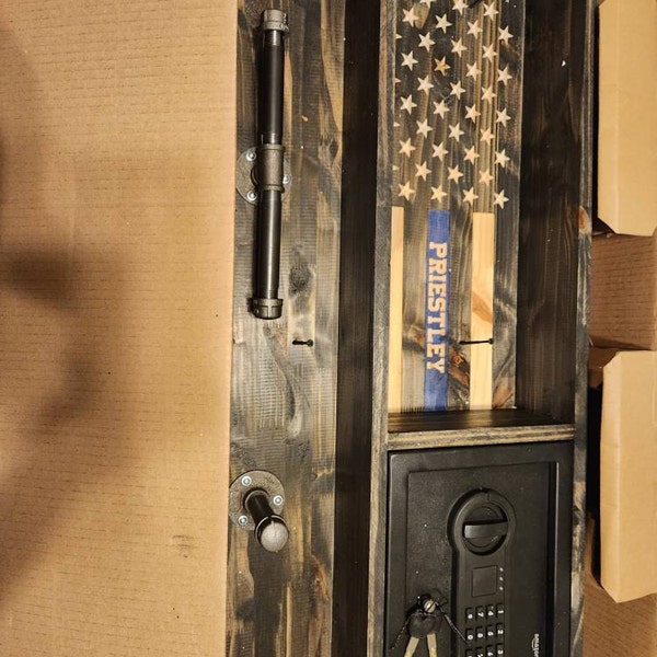 Police Duty Gear Rack With Lockbox Safe + FREE Metal Miranda Card ...
