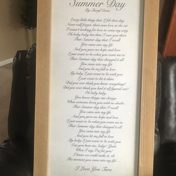 Framed Personalized Canvas Poem Long Poem Custom Poem Print Custom