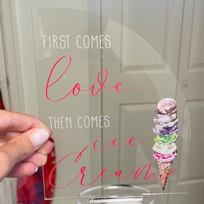 Wedding Food Custom Acrylic Sign, Wedding Ice Cream Table Signs, Food ...