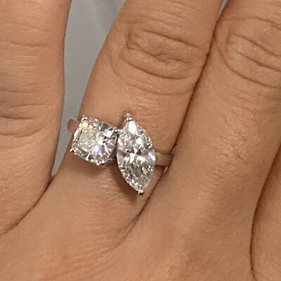 2 Carat Emerald Cut Diamond Half Bezel Set Modern Engagement Ring ...