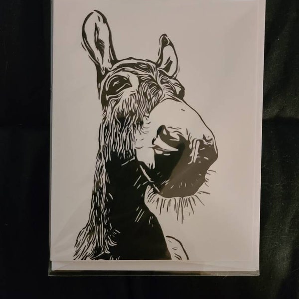 Original Donkey Linocut Art Print - Etsy