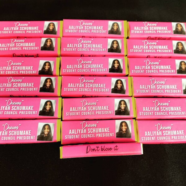 Prom Queen Campaign Hand Out, Custom Gum Wrapper, Printable Bubble Gum ...