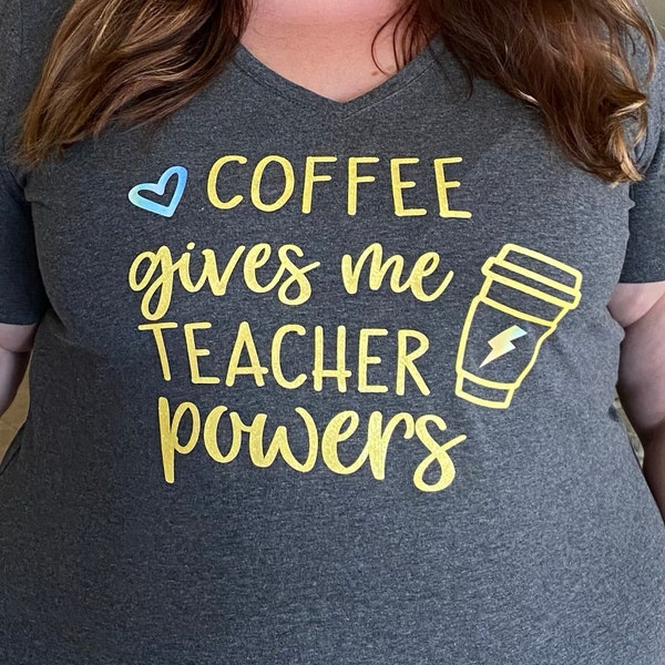 Coffee Gives Me Teacher Powers SVG, Teacher SVG, Teacher Gifts, Teacher ...