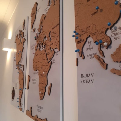 World Map Push Pin World Map Wall Art Wooden Travel Map - Etsy