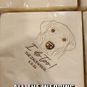Semi Custom Dog Cocktail Napkin Pet Napkins Dog Napkins Wedding ...