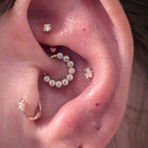 14K Solid Gold Triple Chain Attachment, Double Chain Piercing, Loop ...