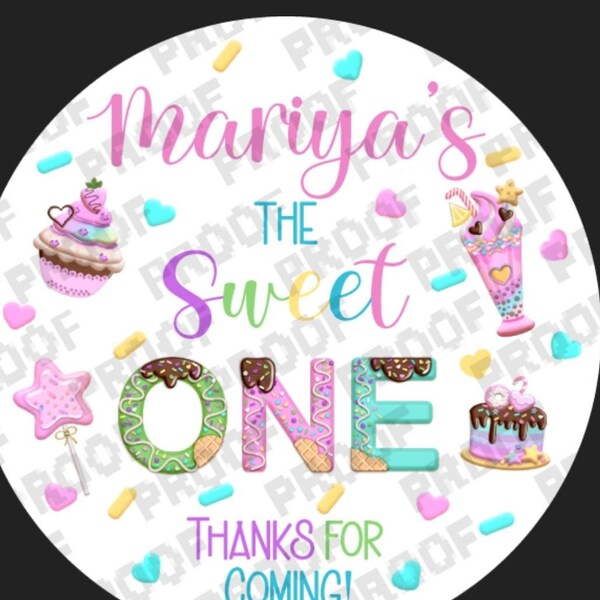 Sweet One Personalized 1st Birthday Stickers, First Birthday Custom ...