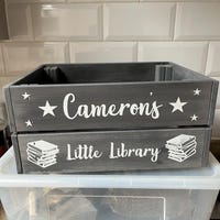 Personalised Book Crate - Little Library - Story Book Box ...