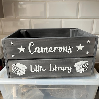 Personalised Book Crate Little Library Story Book Box Personalised Book ...