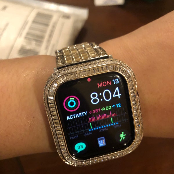 Silver Apple Watch Cover 40mm 41mm 44mm 45mm, Apple Watch Case 3 Rows ...