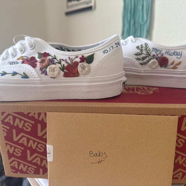 Embroidered Vans Shoes, Custom Hand Embroidery to Order, Personalized ...