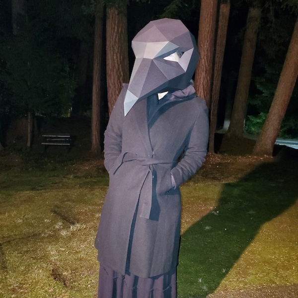 Crow Mask Template - Paper Mask, Papercraft Mask, Masks, 3d Mask, Low ...