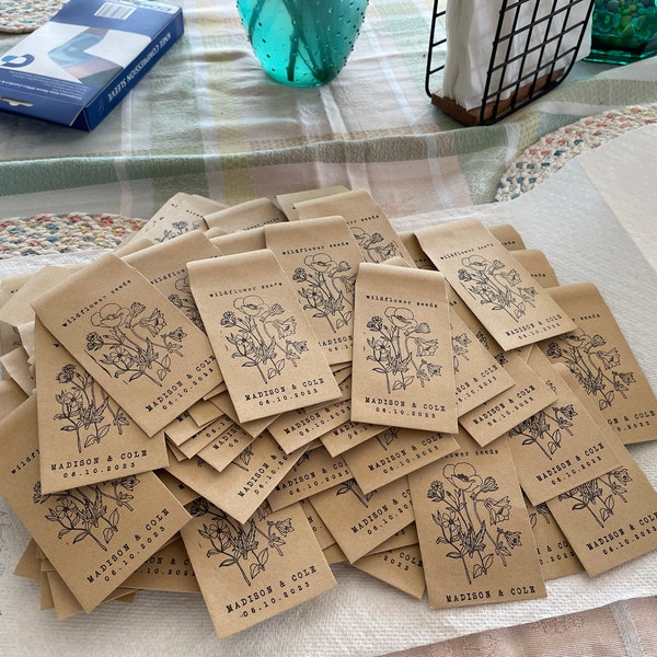 Wildflower Seed Stamp, Custom Seed Stamp, Custom Wedding Favor, Seed ...