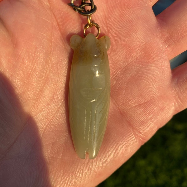 Rabbits Netsuke Pendant on Silk Hand Knotted Green Nephrite Beads ...