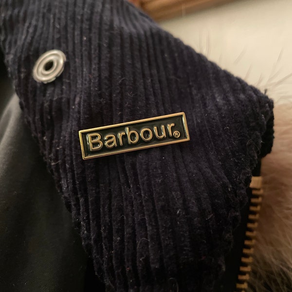 Barbour Pin Badge Enamel Embossed Gold With Dark Green Safety Pin ...