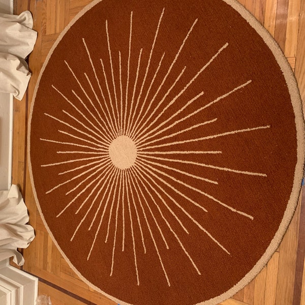 Premium Sun Rug Hand Tufted Orange Light Green Color 100% Wool Area Rug ...