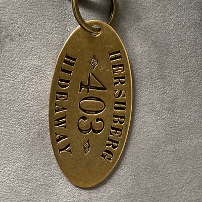 Custom Hand Stamped Hotel Room Key Tags Brass Key Chain Fob Brass Cow ...