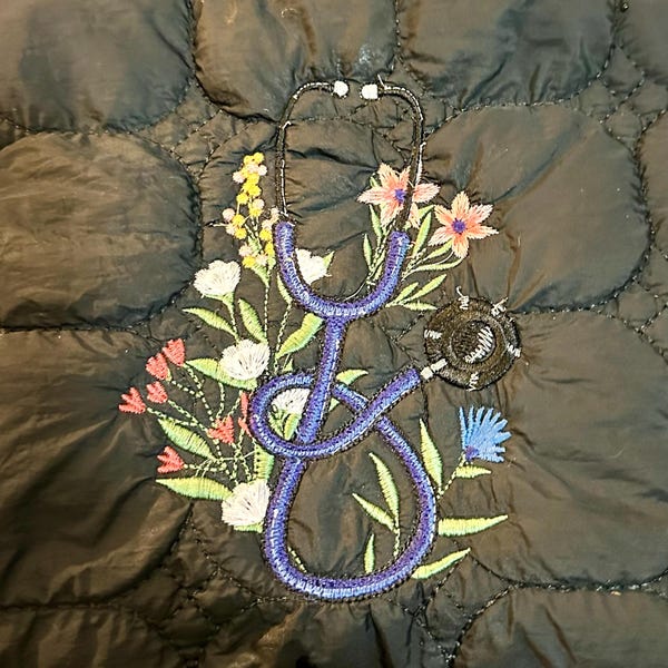 Floral Nurse Embroidery Design, Stethoscope Embroidery Design, 3 Sizes ...