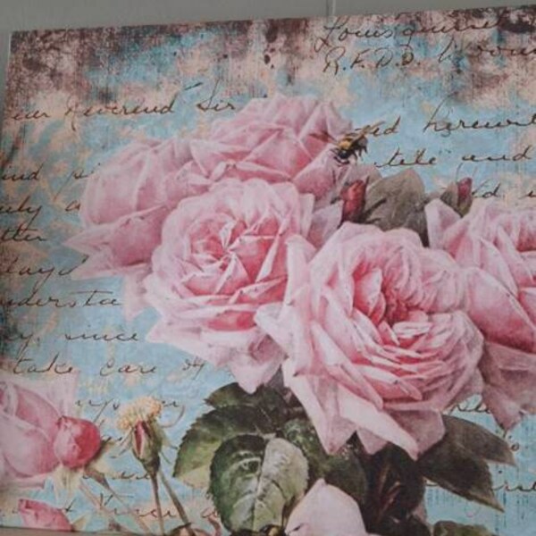 Valentine Riser, Hand Designed Book Riser, Roses and Heart, Shabby Chic ...