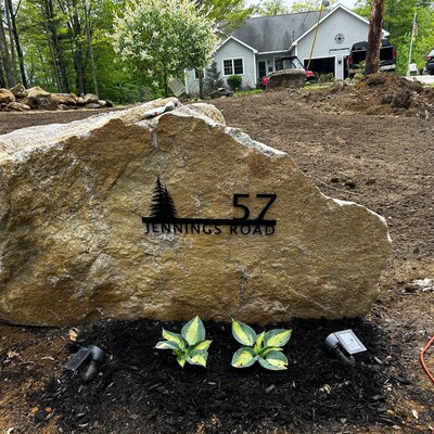 Custom Metal Home House Address Sign With Tree for Rock or Wall - Etsy