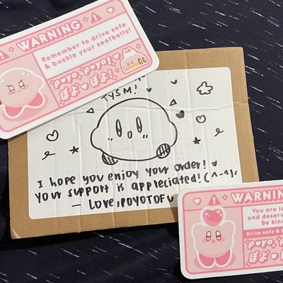 Cute Car Warning Sticker Car Decal, Pink Kawaii, Airbag Label ...