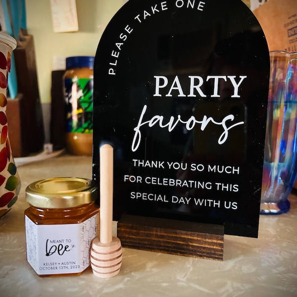 Party Favors Arch Table Sign, Party Favors Sign, Modern Script Acrylic ...