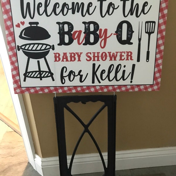 Baby Q Baby Shower Sign, Barbeque Baby Shower Yard Sign, Baby-q Welcome ...