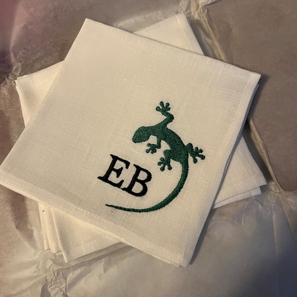 Three Letter Monogrammed Wedding Napkin, Custom Linen Napkin ...