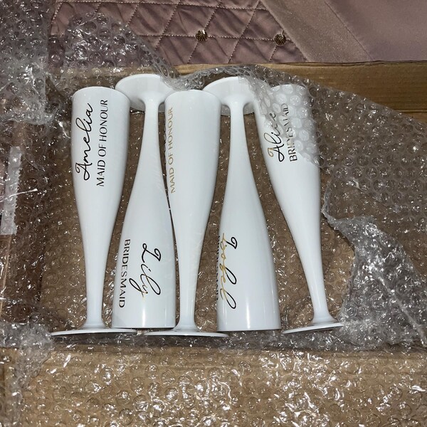 Personalised White Champagne Prosecco Flutes, Bridesmaid Proposal, Hen ...