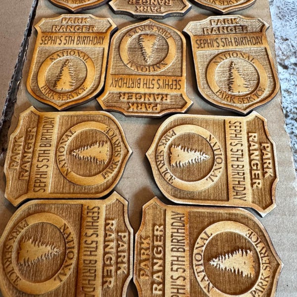 Wooden Laser Engraved Ranger Park Badge - Customizable - Etsy