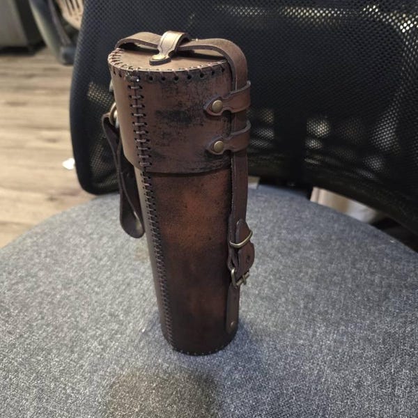 Leather Scroll Case for LARP Document Tube for Cosplay Medieval Viking ...