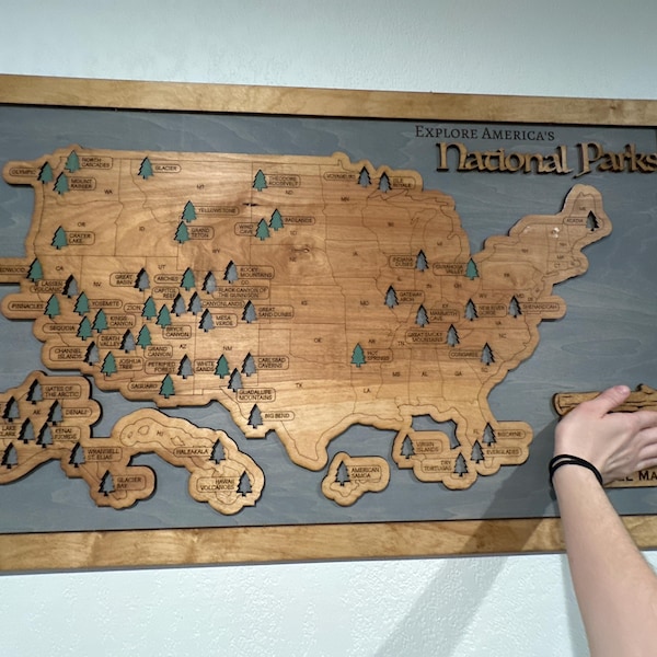 Custom USA National Parks Travel Map | Camper RV Gift | 5th Anniversary ...