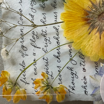 Custom Calligraphy Double Pressed Flower Floating Frame Vintage Flower ...