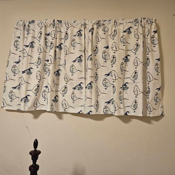 Blue Bird Curtains Bird Print Curtain Panels Window Treatments Bird ...