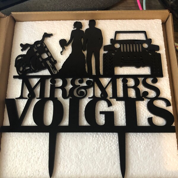 Off Road Vehicles Wedding Cake Topper | Motorcycle Cake Topper | Couple ...