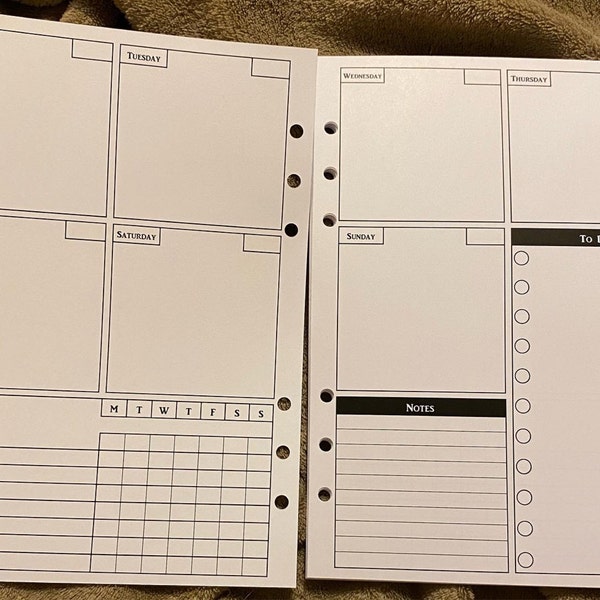 Contacts / Address Book Insert for Filofax, Kikki K, Pellostudio A5, A6 ...