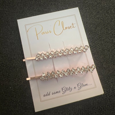Rhinestone Crystal Bobby Pin 6pcs Set Gold Hair Bobby Pins - Etsy